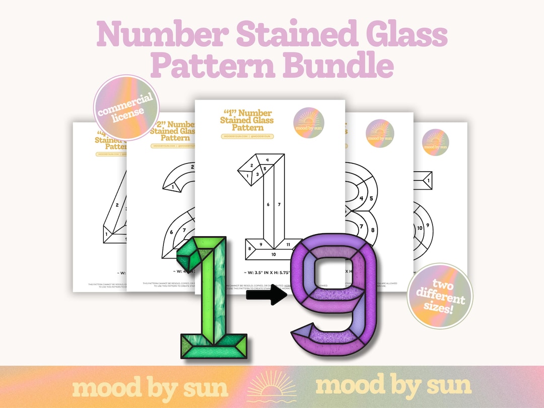 Number Stained Glass Pattern Bundle Letter Stained Glass Patterns ...