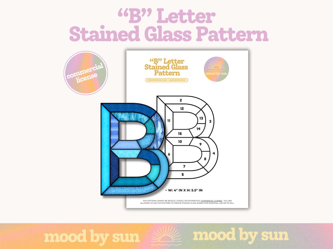 Stained Glass Pattern Letter B Alphabet Pattern Digital Download DIY ...