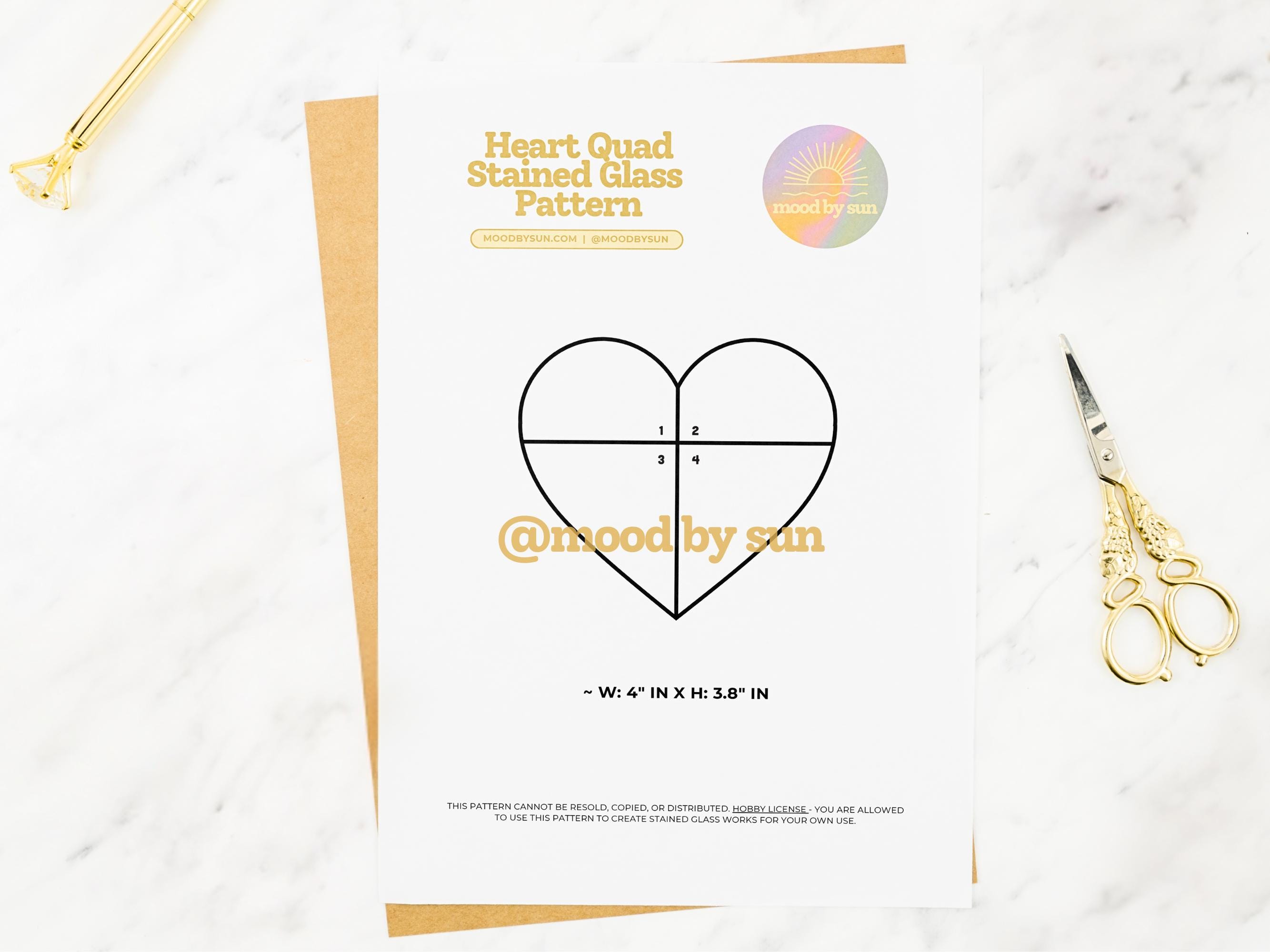 Heart Quad Stained Glass Pattern: DIY Template (digital Download) - Etsy