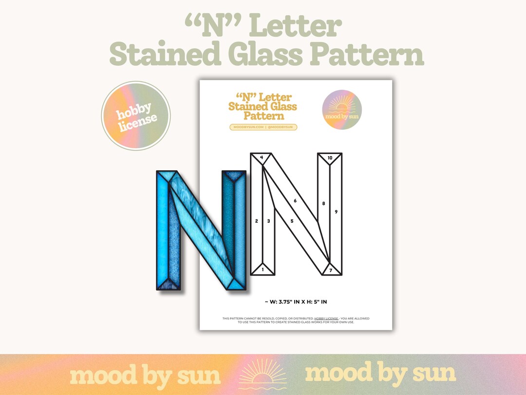 Stained Glass Pattern Letter N Alphabet Pattern Digital Download DIY ...