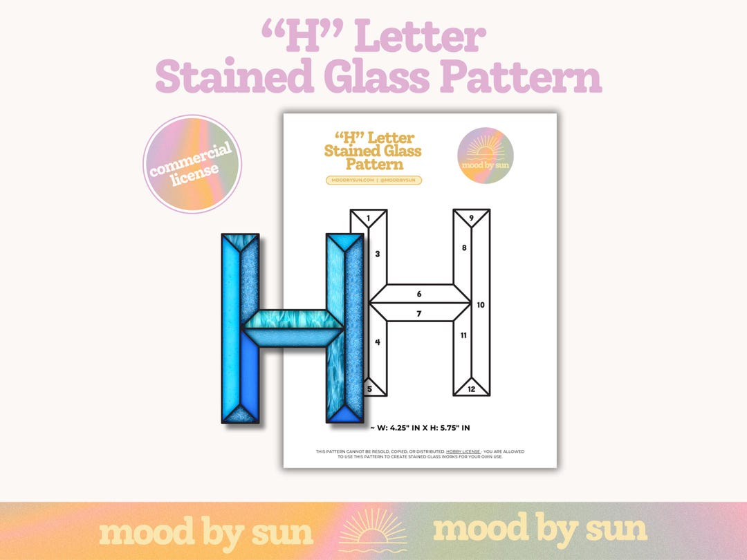 Stained Glass Pattern Letter H Alphabet Pattern Digital Download DIY ...