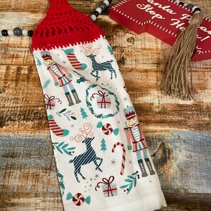 Hanging Nutcracker and Reindeer Christmas Themed Kitchen Hand Towel - Etsy