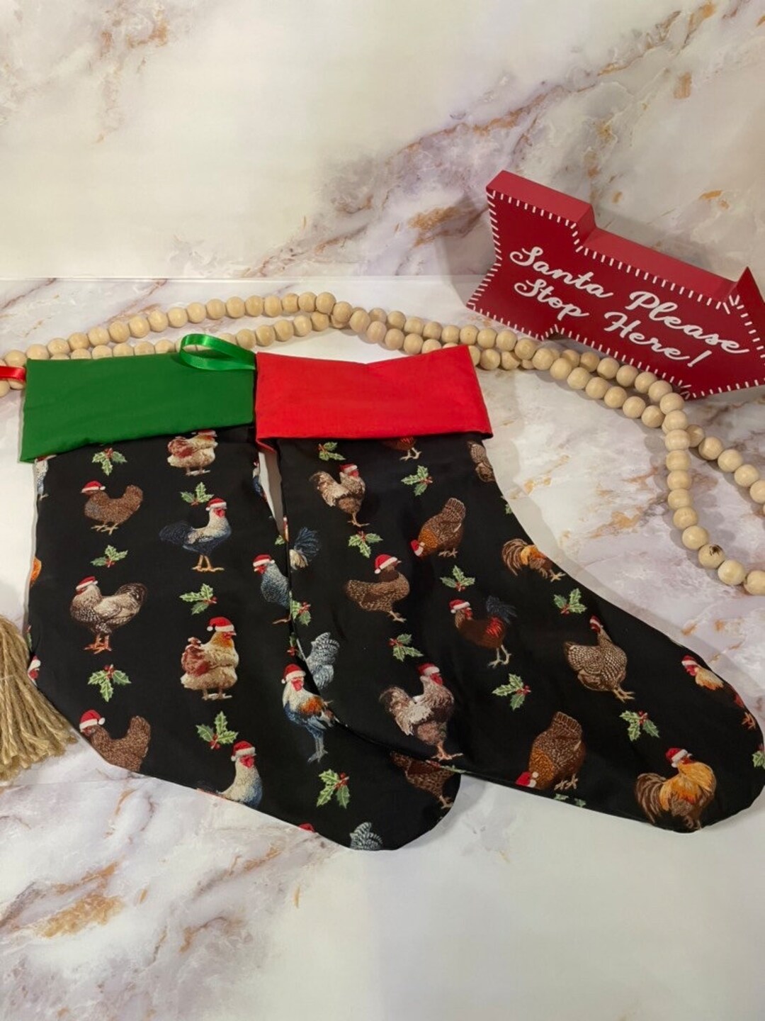 Personalized Custom Santa Chicken Print Christmas Stocking - Etsy