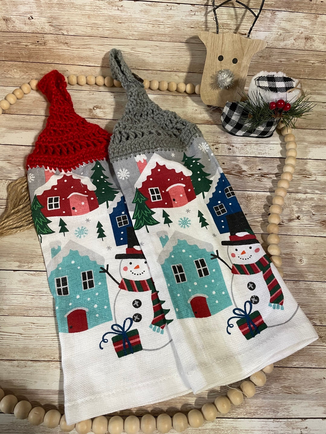 Hanging Winter and Christmas Snowman Kitchen Hand Towel - Etsy