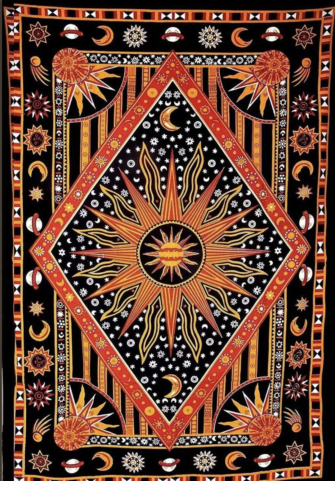 Psychedelic Indian Mandala, Hippie, Trippy, Celestial Floral Sun Flower ...