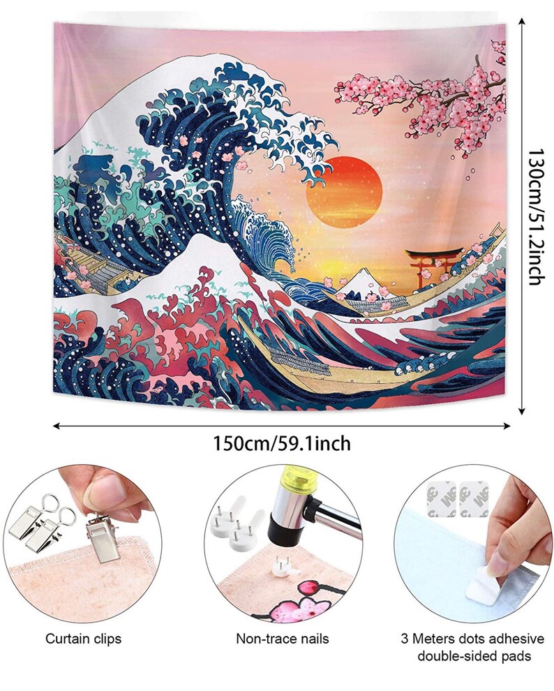 Trippy Psychedelic Ocean Wave Tapestry Sunset Nature Tapestry - Etsy