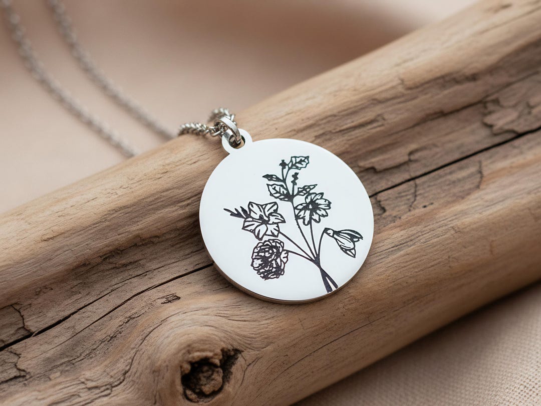 Personalized Birth Flower Bouquet Necklace, Combined Birthflower ...