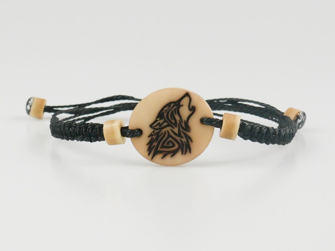 Engraved Howling Wolf Bracelet, Wolf Jewelry, Mens Bracelet, Boyfriend ...