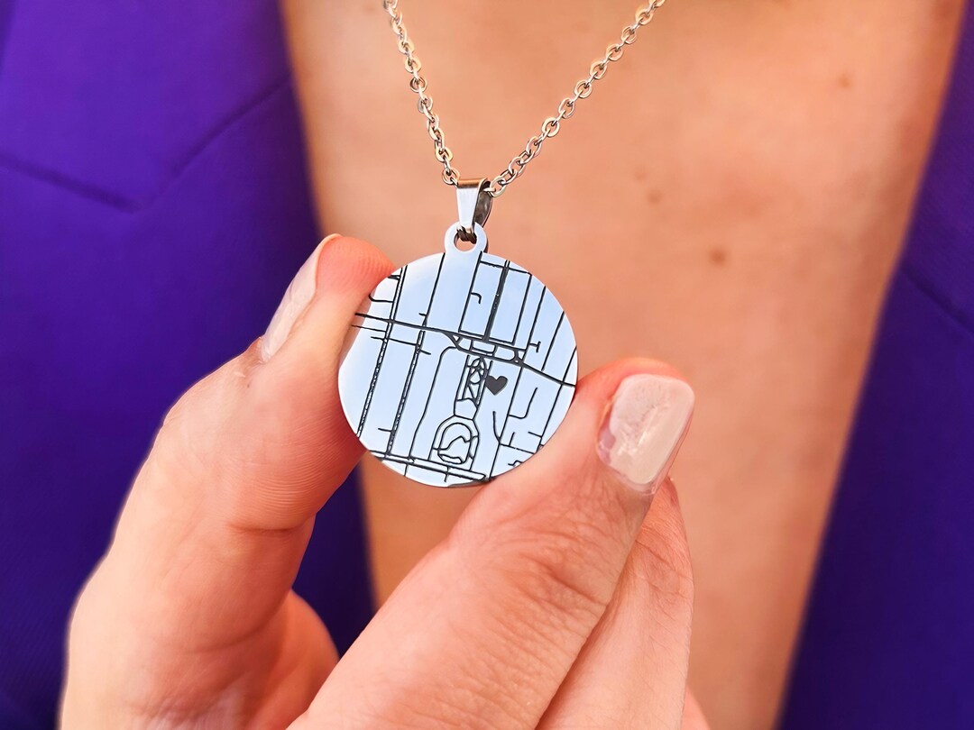Custom Street Map Necklace: Personalized Location Jewelry Gift - Etsy