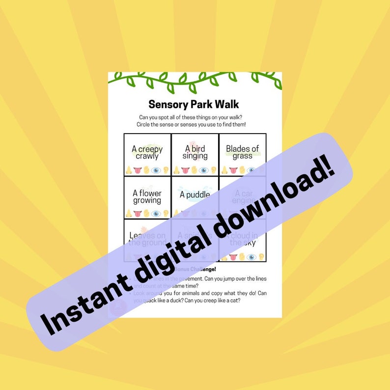 Kids Activity Sheet Sensory Park Walk Instant Digital Download - Etsy