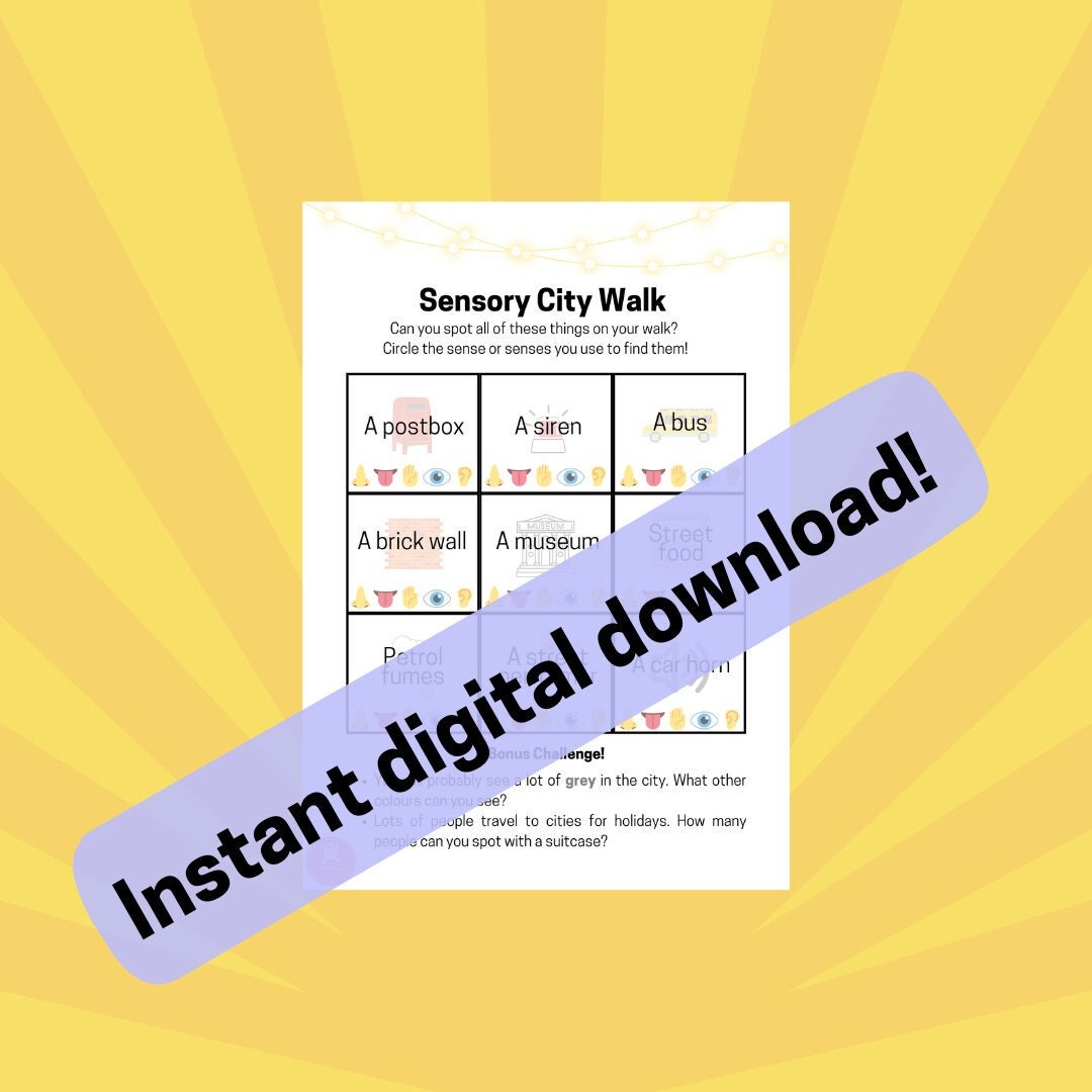 Kids Activity Sheet Sensory City Walk Instant Digital Download - Etsy