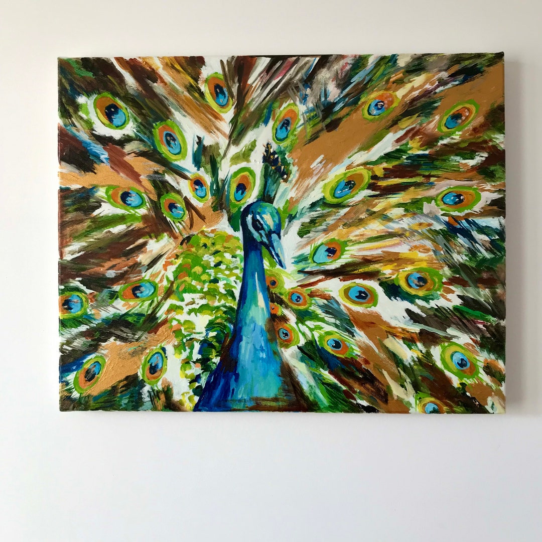 Peacock Oil Painting, Original , Oil Painting, Art on Canvas, Gift ...