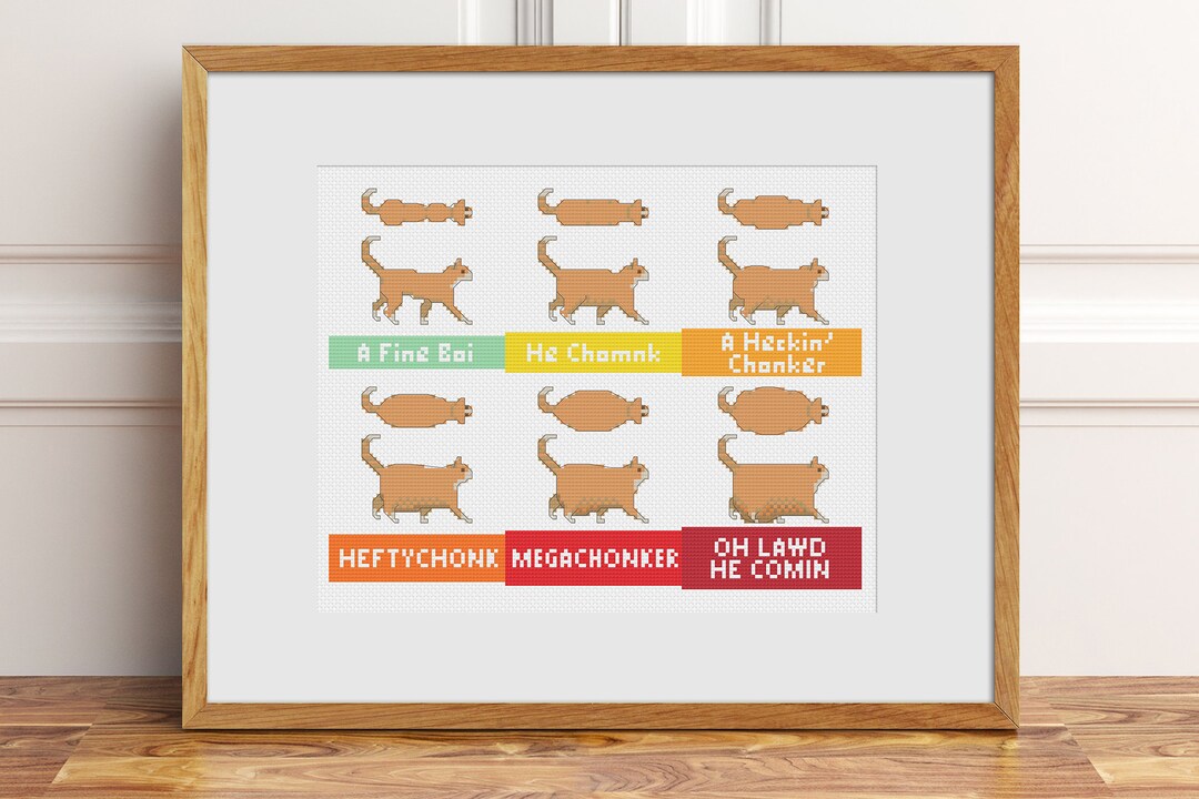 Chonker Oh Lawd He Comin Meme Cat Cross Stitch Meme - Etsy UK
