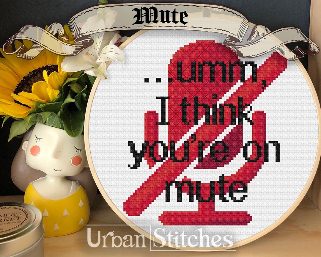 Mute - Microphone Video Call Silence off - Cross Stitch Pattern ...