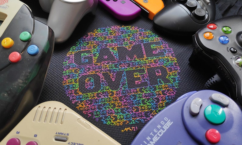Game Over Blackwork Vintage Retro Arcade Game Video Game - Etsy