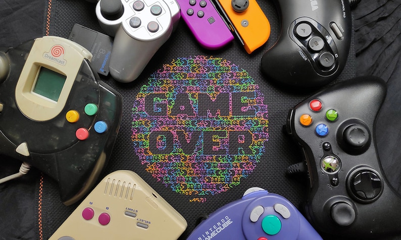 Game Over Blackwork - Vintage Retro Arcade Game Video Game Nerdy Geeky ...