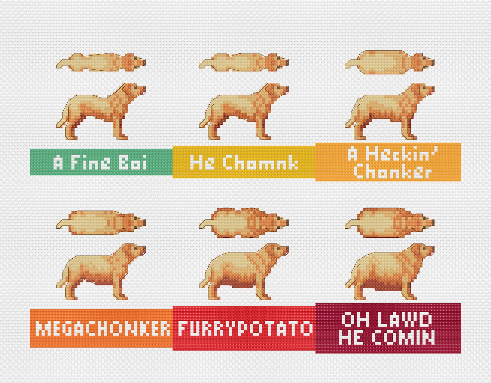 Chonker Oh Lawd He Comin Meme Dog Cross Stitch Pattern PDF | Etsy