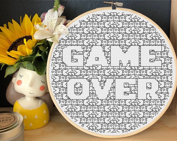 Game Over blackwork vintage retro arcade game video game | Etsy