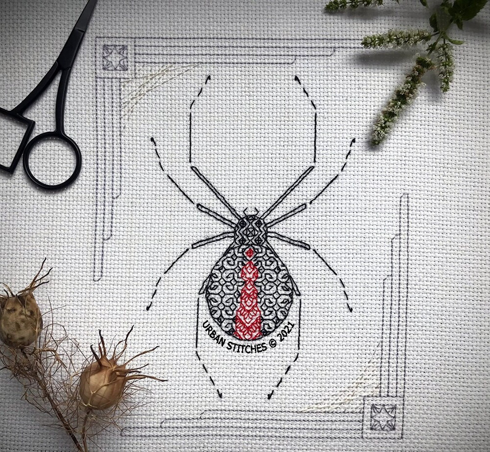 Black Widow Redback Spider Blackwork Victorian Style Insect - Etsy UK