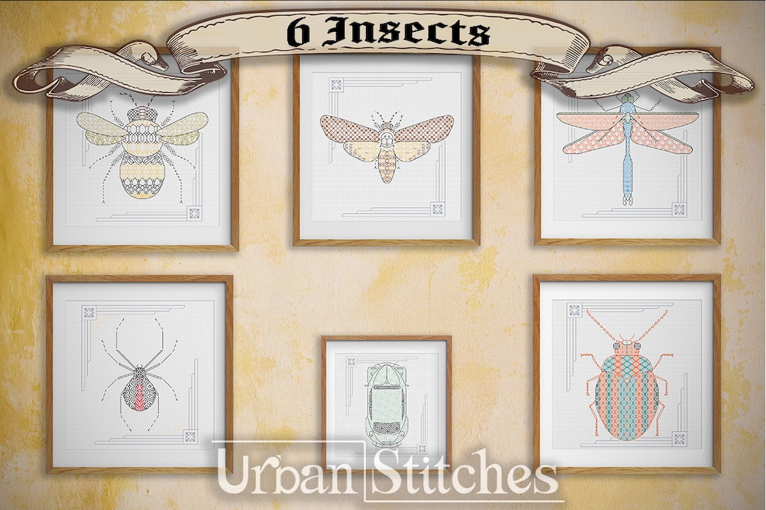 Insect 6 Blackwork, Victorian Style Specimen Dragon Fly Spider Bee ...