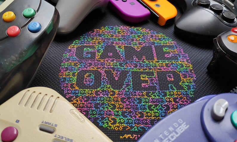 Game Over Blackwork - Vintage Retro Arcade Game Video Game Nerdy Geeky ...