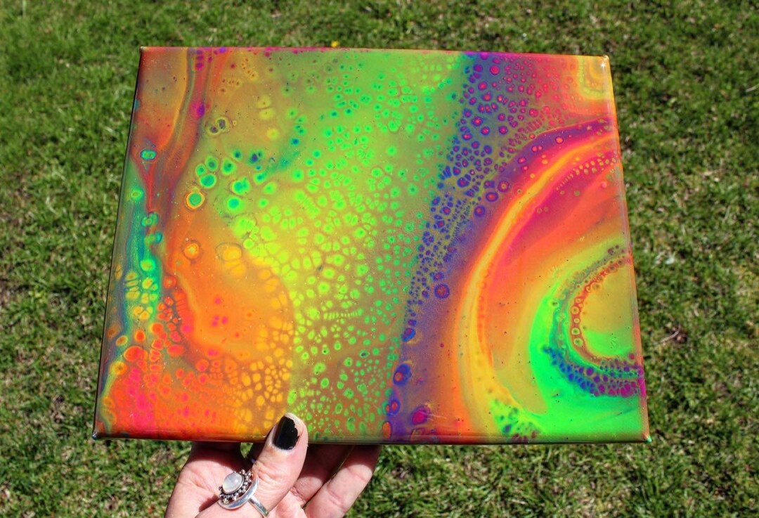 8x10" Neon Adventure- Original Resin Coated UV Reactive Neon Rainbow ...