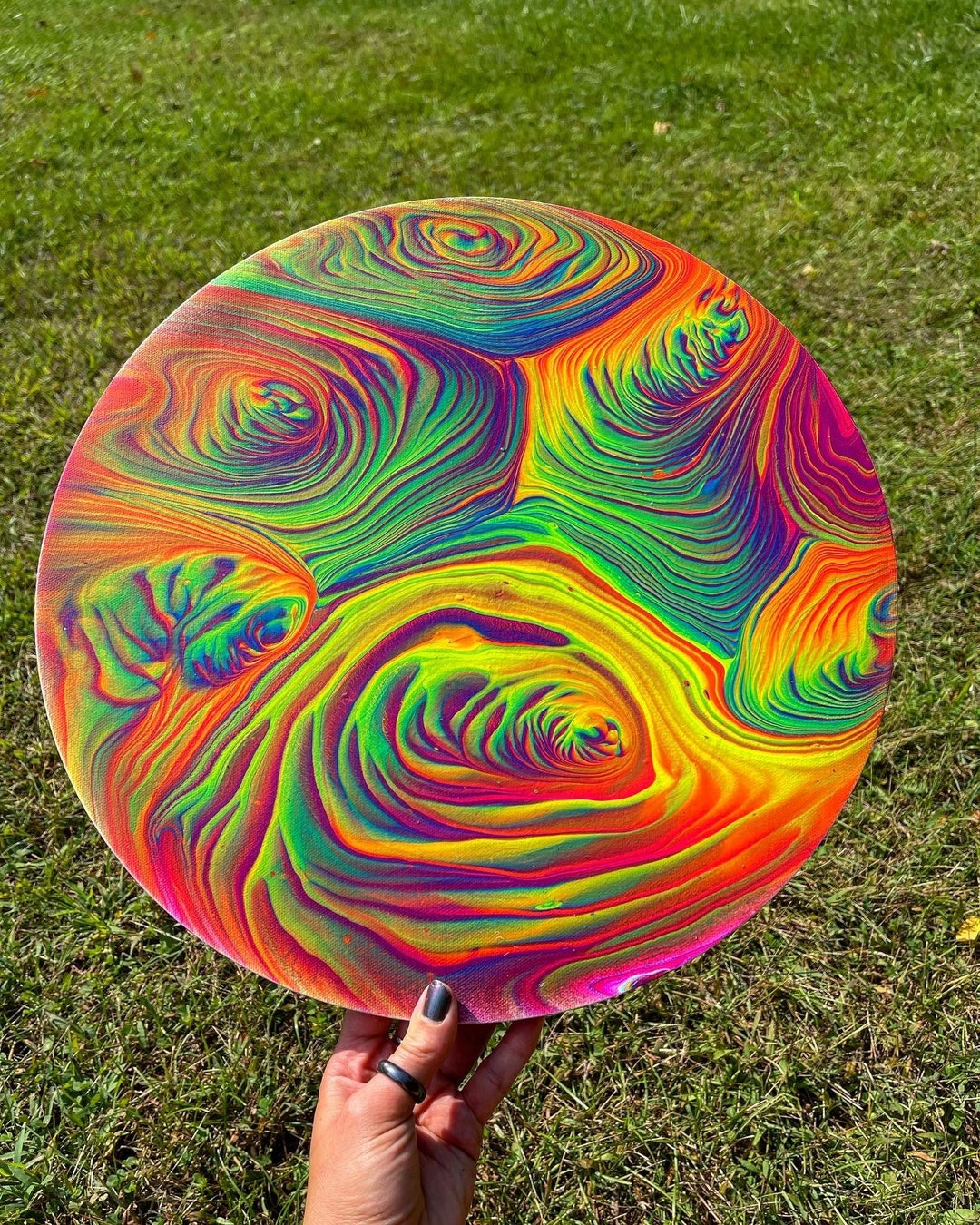 Delirium Original UV Reactive Neon Acrylic Pour 16 Circle Streched ...