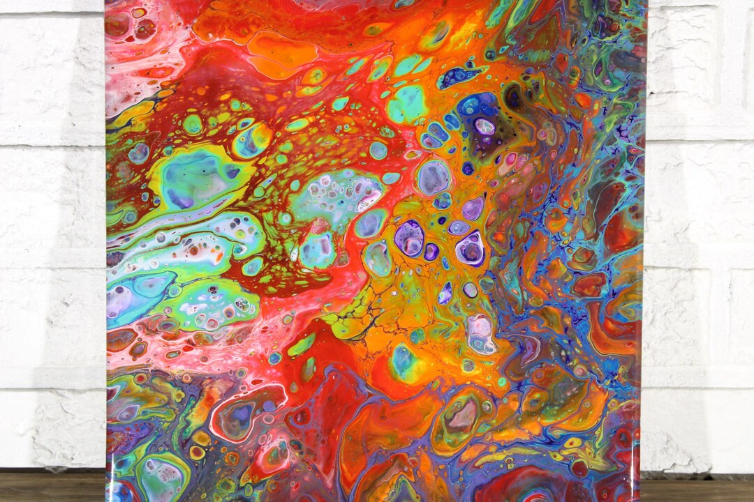12x12 Time Warp- Resin Coated Acrylic Pour Painting - Etsy