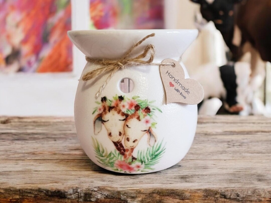 Giraffe Wax Burner: Hand Decorated Ceramic Oil Warmer, Decoupage - Etsy