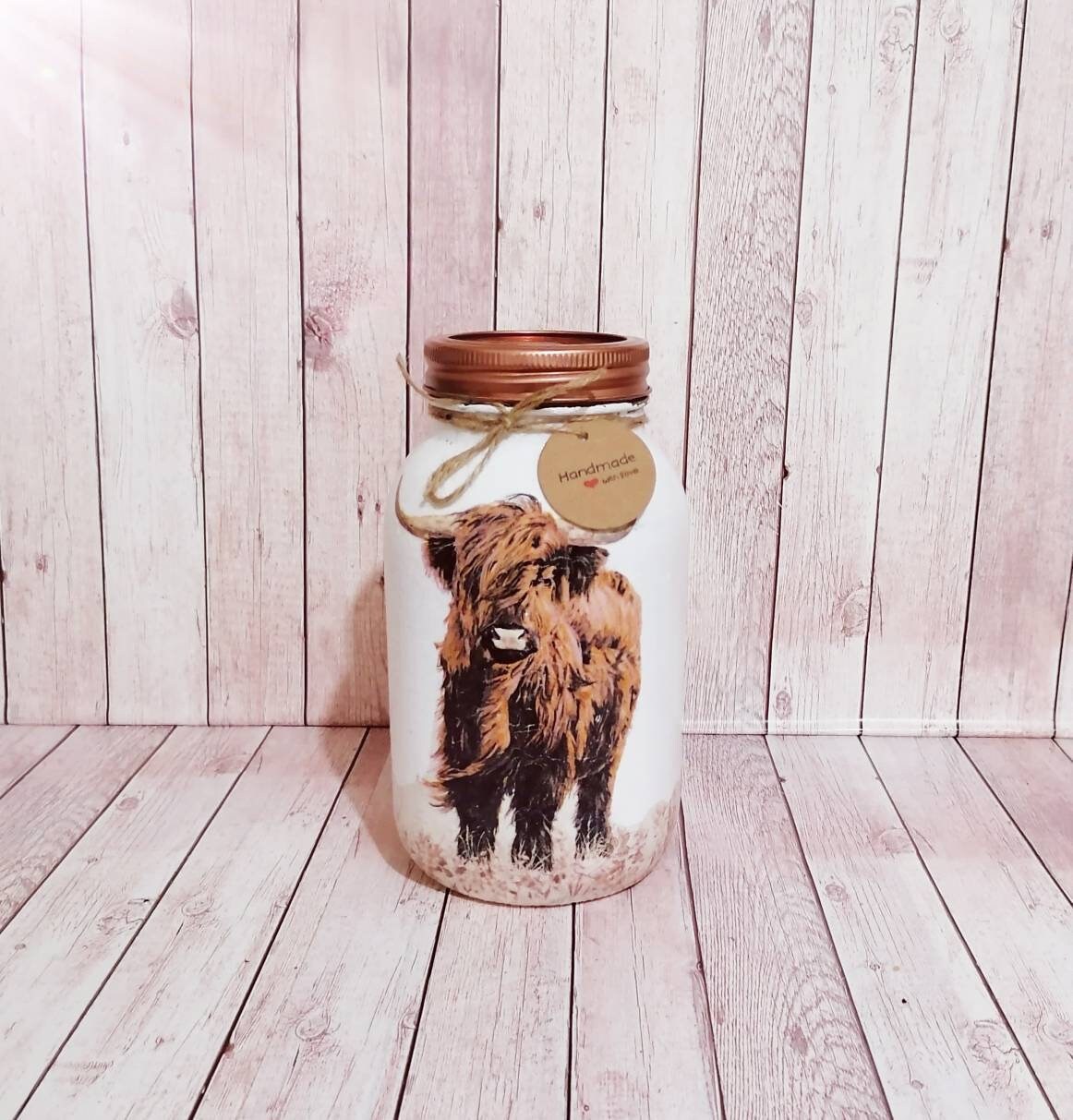 Highland Cow Storage Jar Vase Sunflowers Poppies Rabbits - Etsy UK