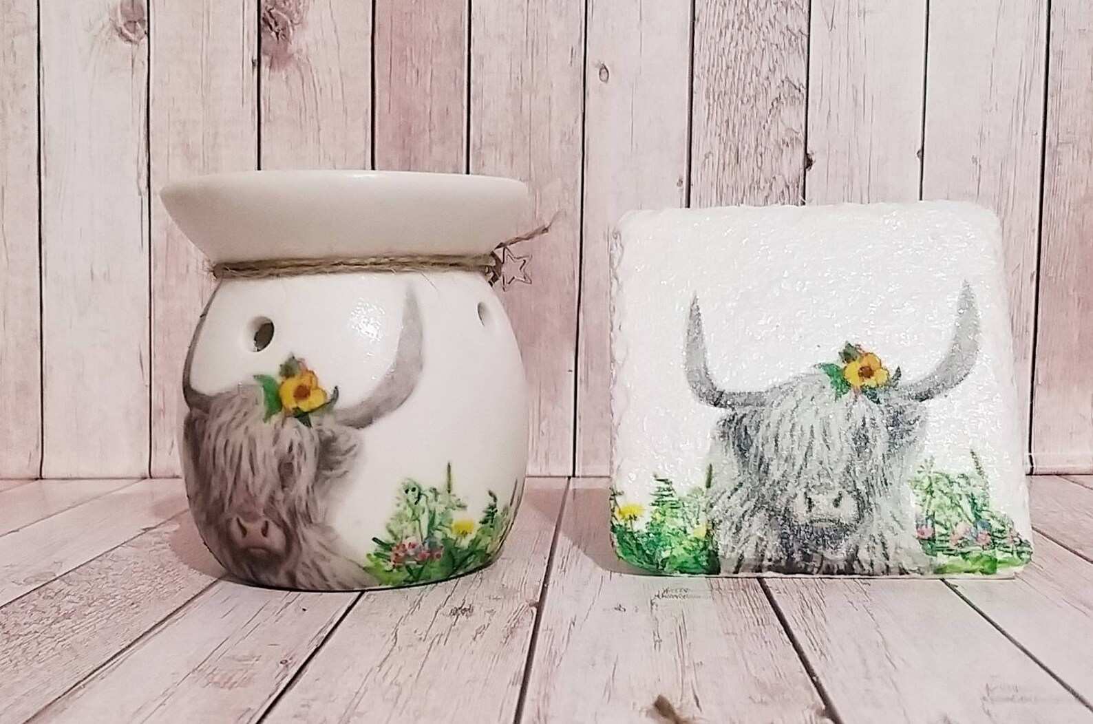 Highland Cow in Flower Meadow Wax Burner Wax Warmer Oil | Etsy UK