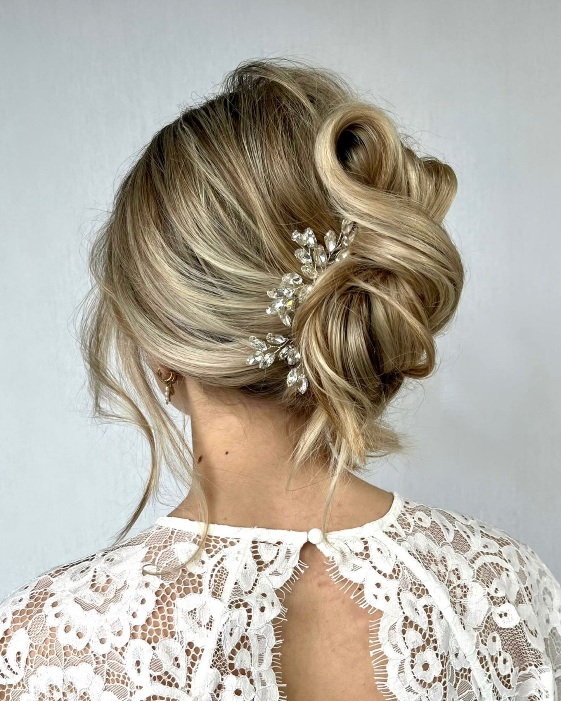 Subtle Golden Bride Hairpins set of 2, ESTHER Hairpin, Crystal Wedding ...