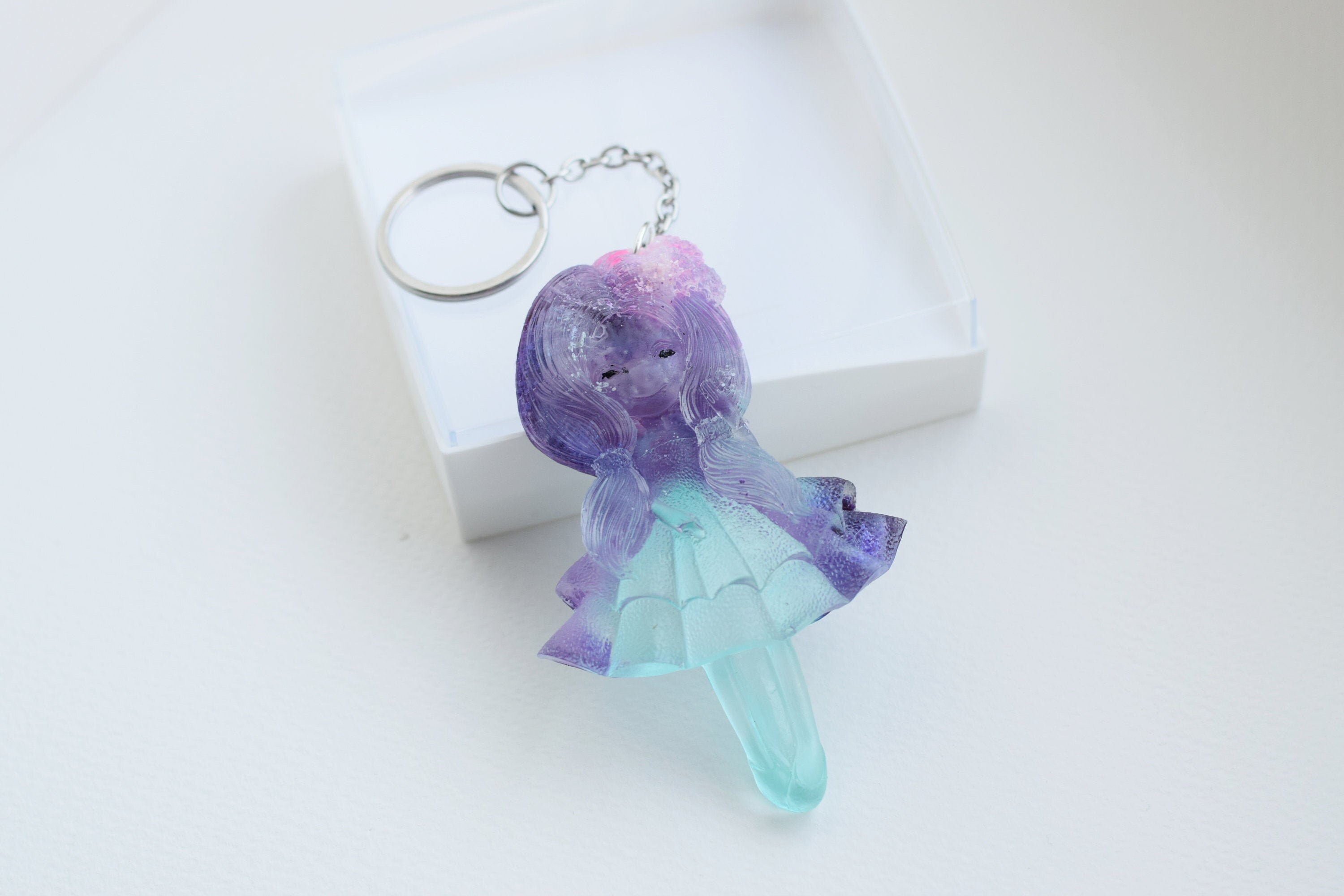 Resin Keychain Doll Shaped Large Keychain with Stainless | Etsy