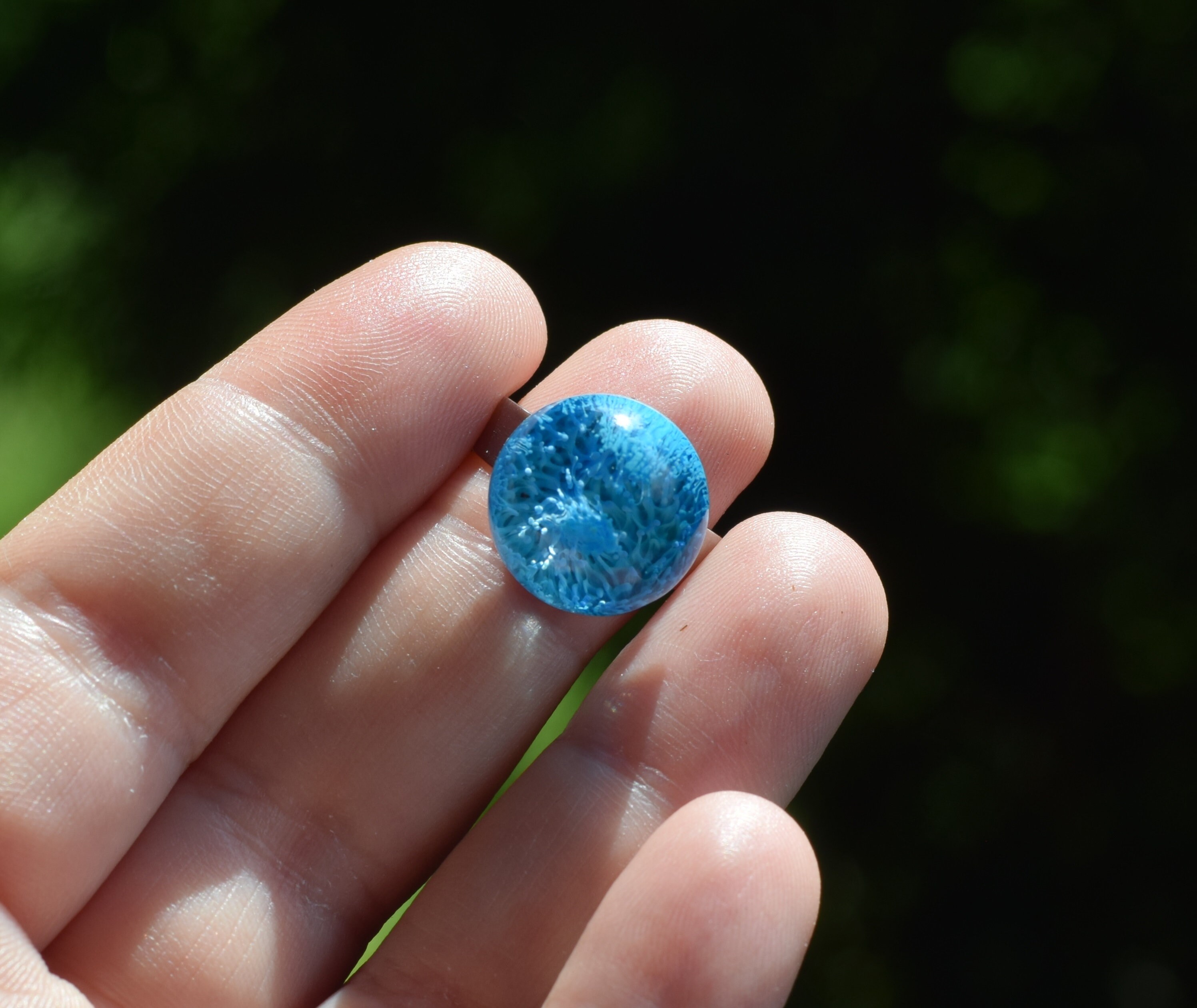 Blue Stone Ring Resin & Alcohol Ink Ring Art Jewelry for | Etsy