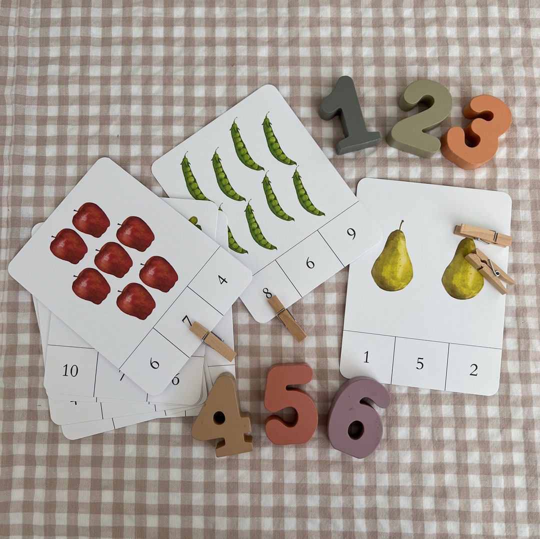 Fruits & Veggies Counting Flash Cards - Etsy