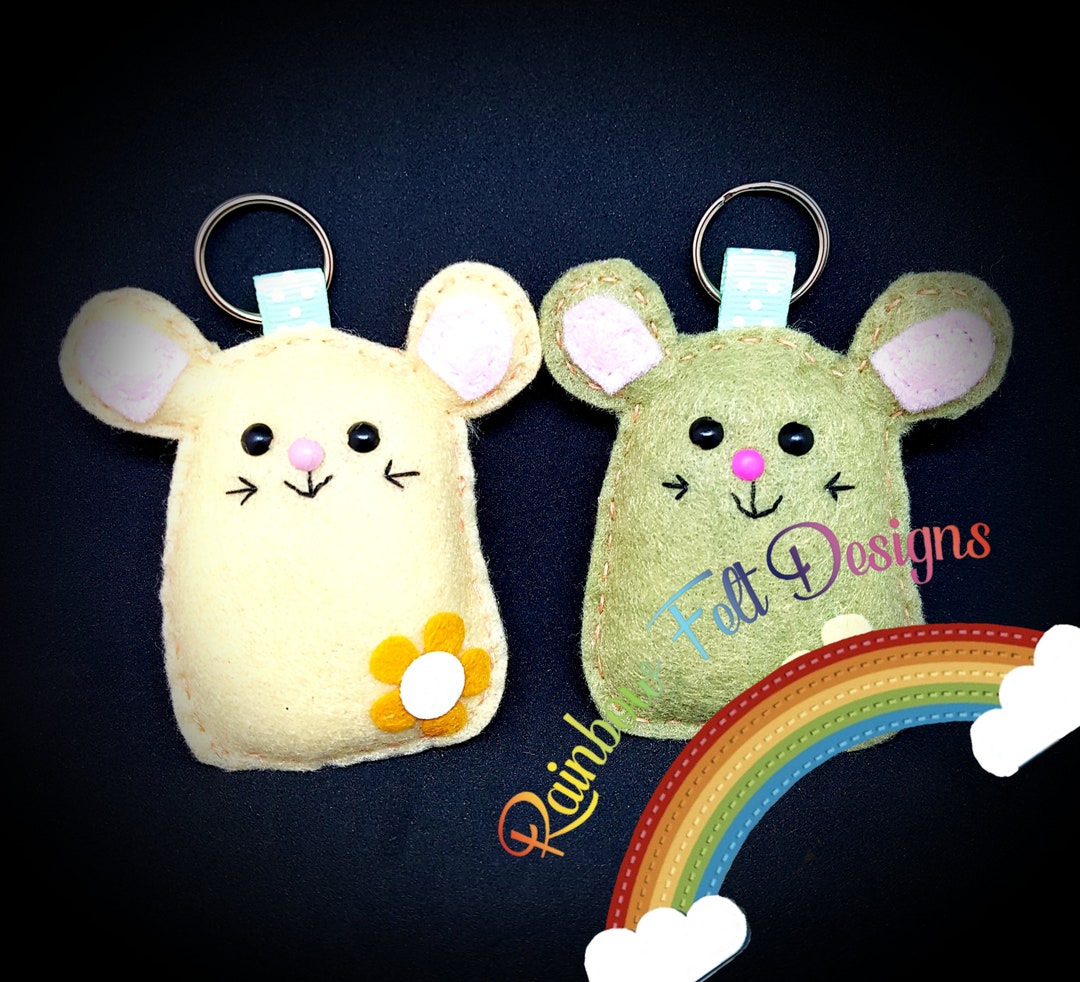 Custom Cute Mouse Keyring, Felt Animals Keychain Stocking Filler - Etsy