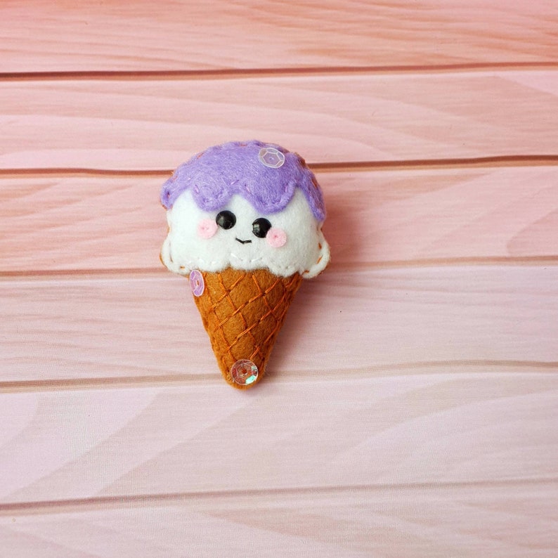 Kawaii Ice Cream Key Chain Cone Felt Food Cute Key Ring Pastel - Etsy