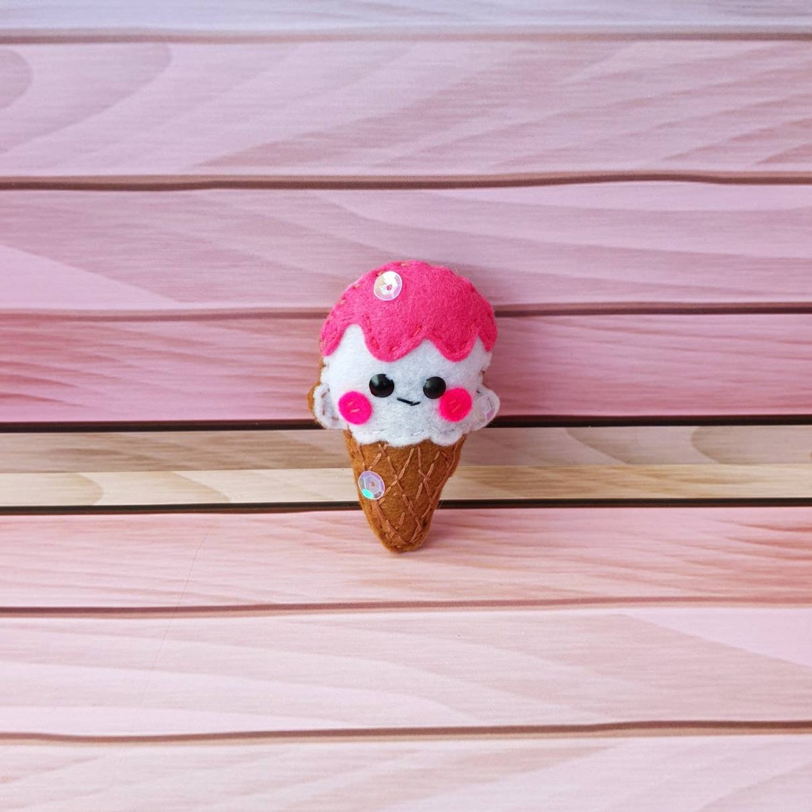Kawaii Ice Cream Key Chain Cone Felt Food Cute Key Ring Pastel - Etsy