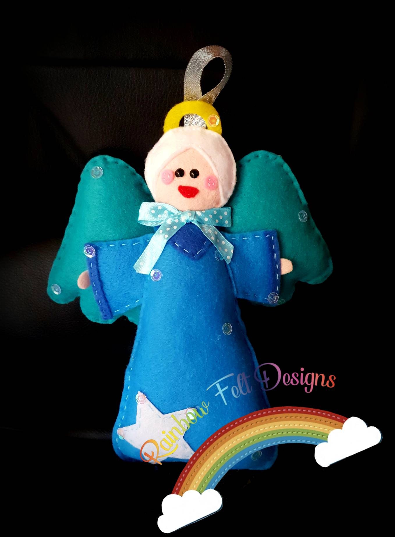 Custom Handmade Christmas Guardian Angel Rainbow Felt Hanging ...