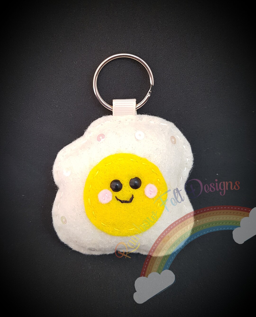 Kawaii Fried Egg Key Chain Felt Food Cute Key Ring Bag Charm - Etsy