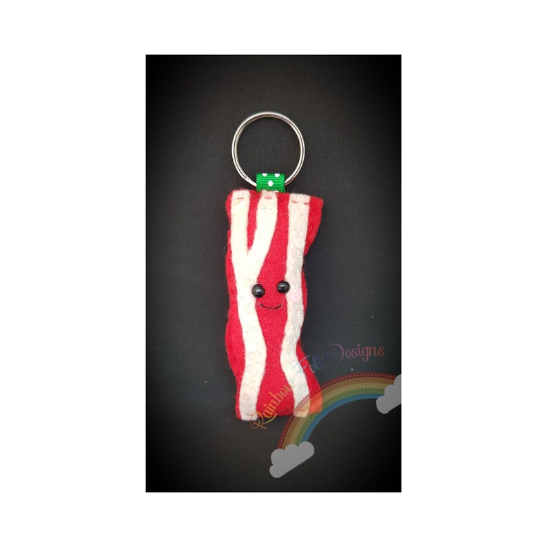 Kawaii Fried Bacon Key Chain Felt Food Cute Key Ring Bag Charm - Etsy