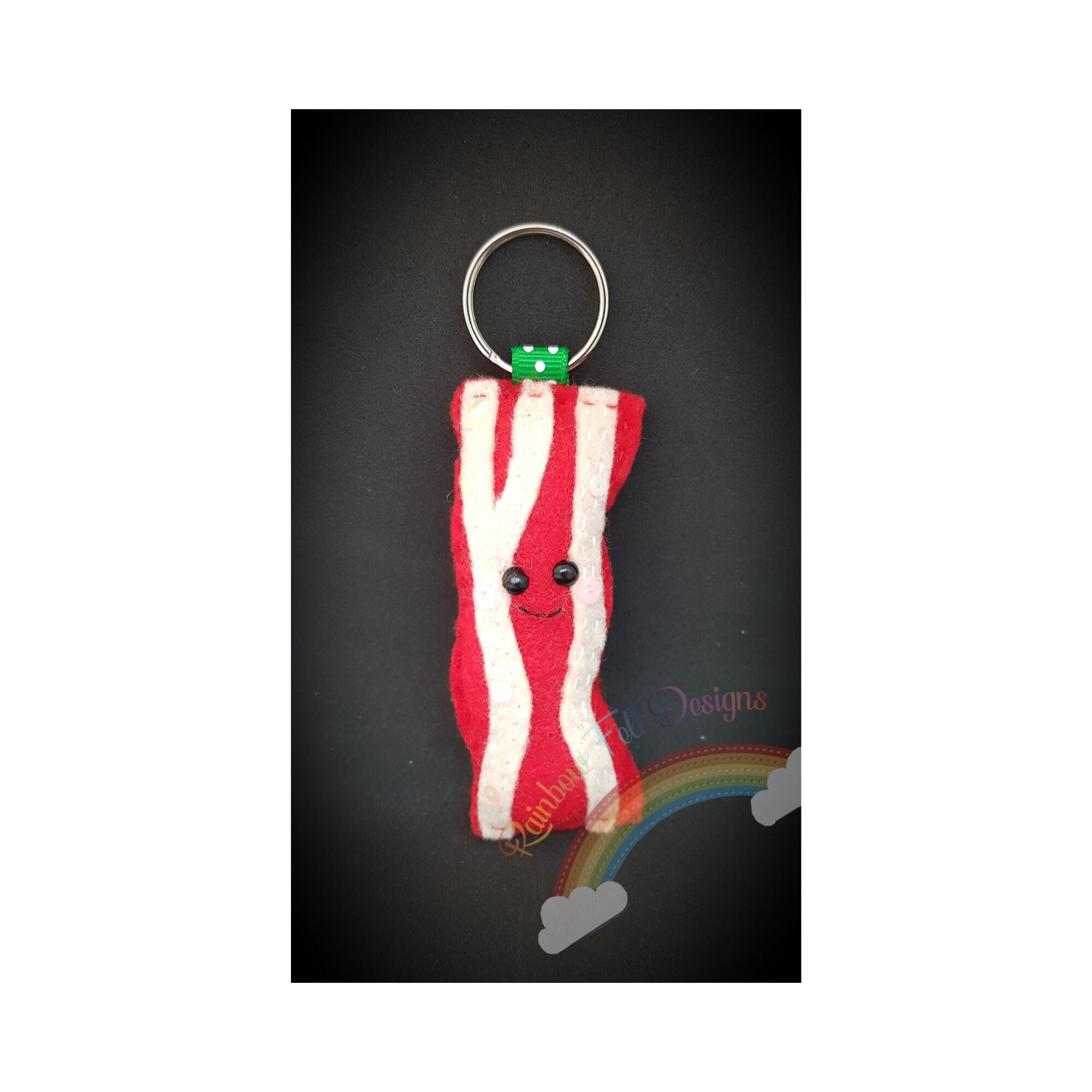 Kawaii Fried Bacon Key Chain Felt Food Cute Key Ring Bag Charm - Etsy