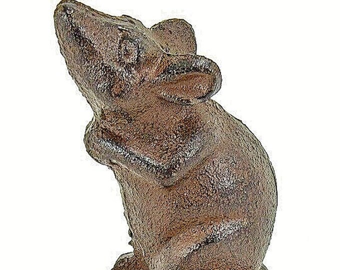 Cast Iron Mouse Sniffing Figurine Statue Paperweight Rustic Antique ...
