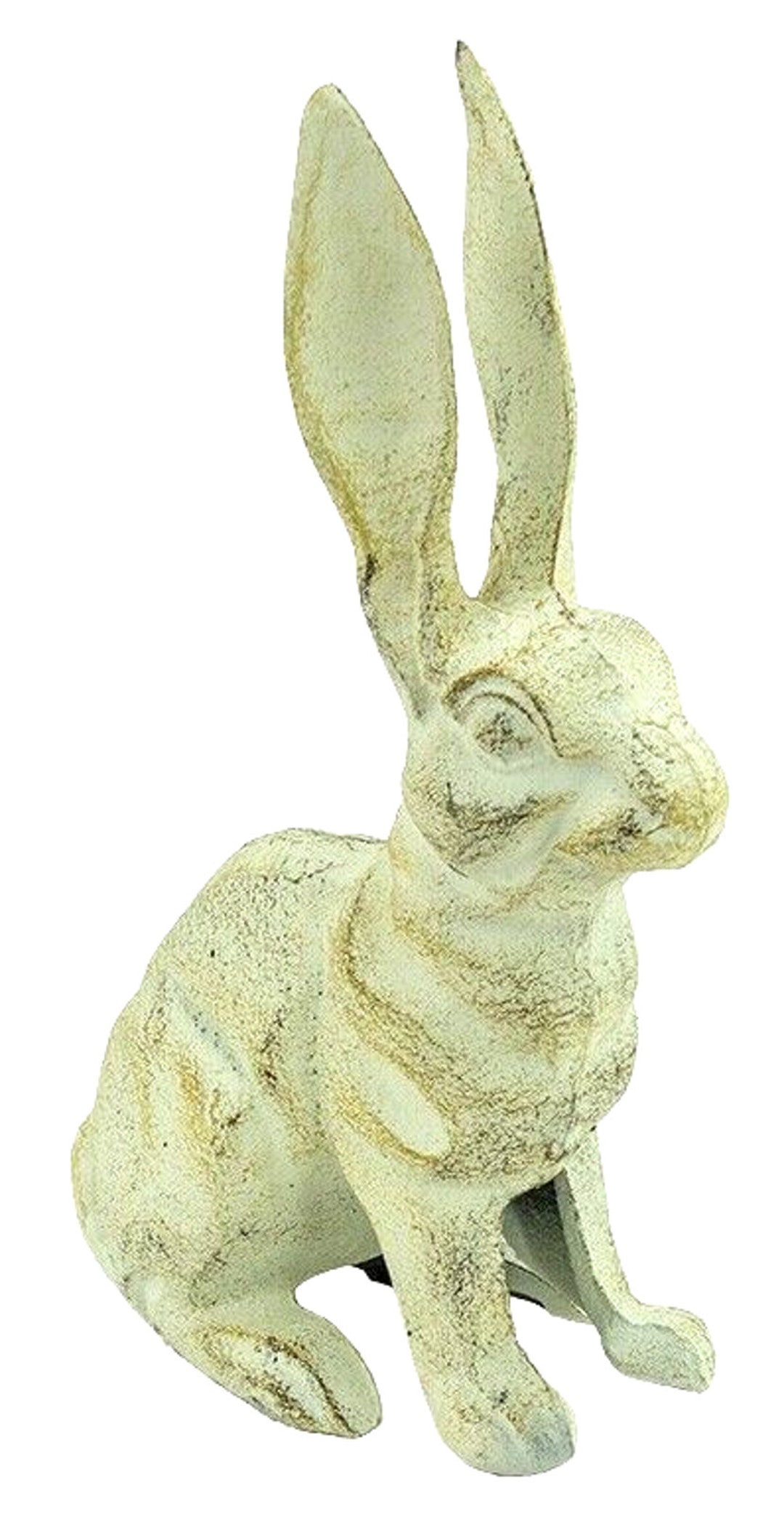 Large Rabbit Figurine Garden Statue Cast Iron Heavy Duty Antique White ...