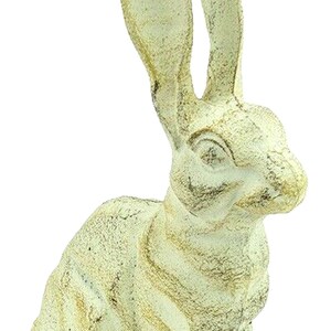 Large Rabbit Figurine Garden Statue Cast Iron Heavy Duty Antique White ...