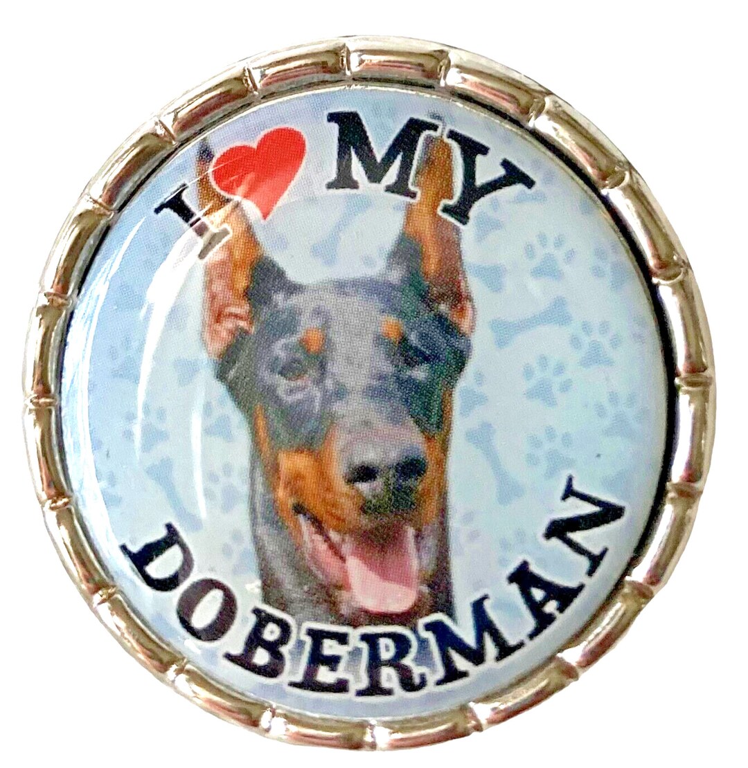 Doberman Doby Dobie Dog Lapel Pin Detailed 30mm Raised Decorative Edge ...