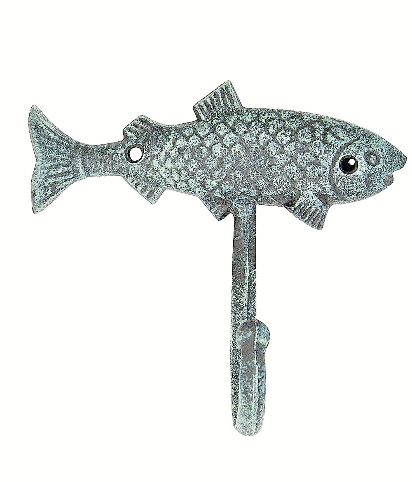 Two Fish Wall Hooks Cast Iron Verdigris 5.5" H X 6" L Hang Towels ...