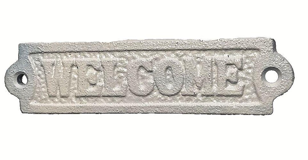 Welcome Sign Cast Iron White Door Entryway Wall Plaque 5" - Etsy