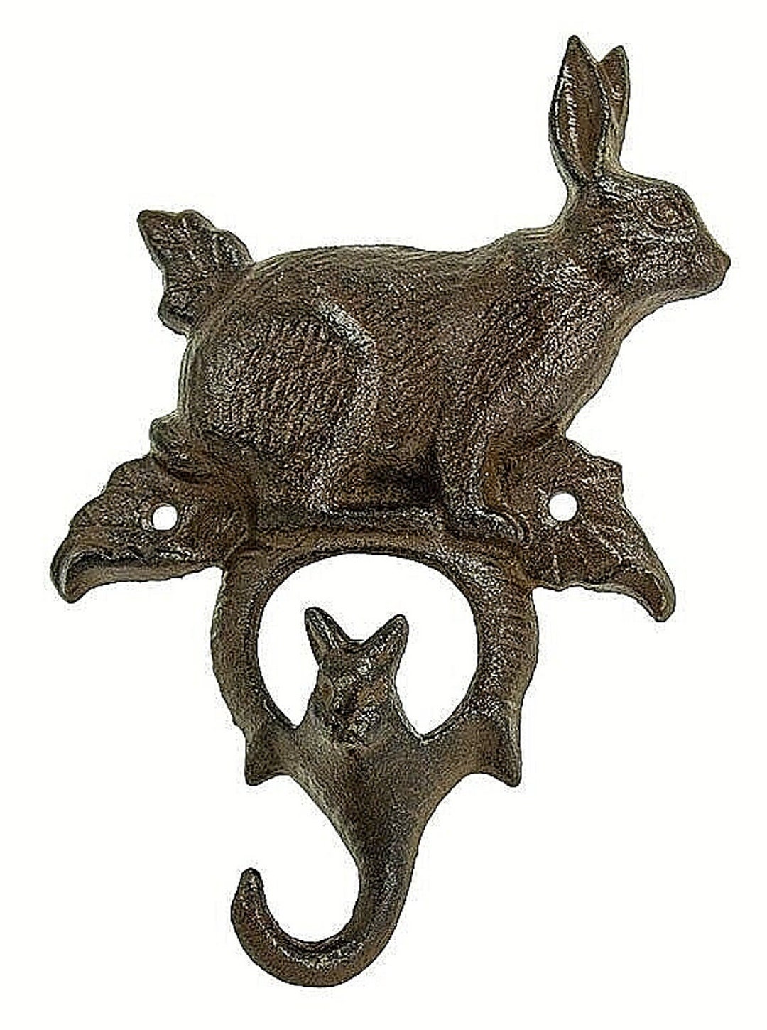 Bunny Rabbit Key Holder Cast Iron Hanger Hook Wall Mounted Rustic ...