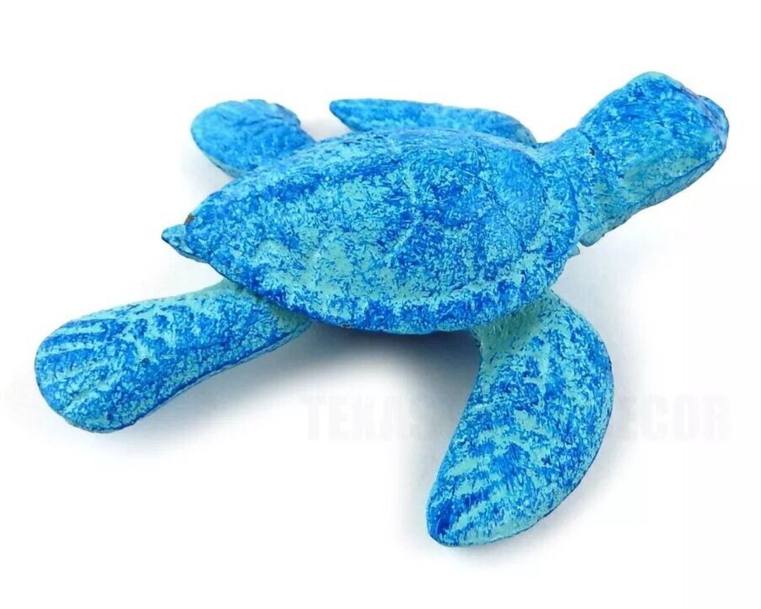 Small Cast Iron Baby Sea Turtle Figurine Statue Garden Pond Nautical ...